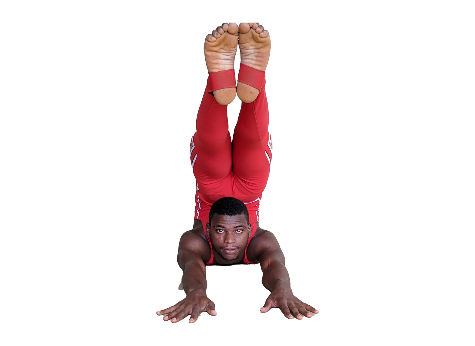 Human Knot With Ankles Under Opposite Arms Contortion Pose For Highly